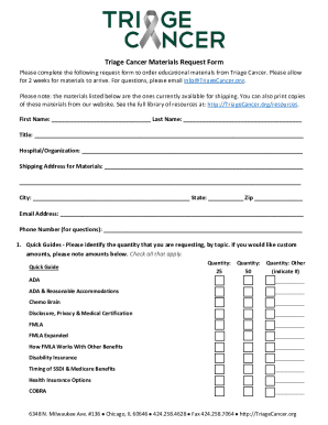 Fillable Online Triage Cancer Materials Request Form Fax Email Print ...