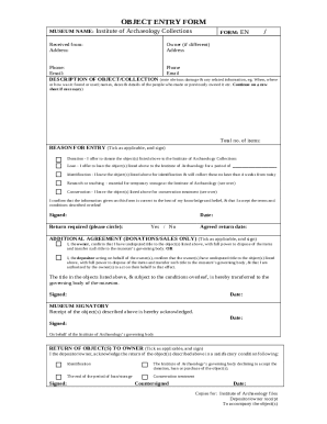 OBJECT ENTRY Doc Template | pdfFiller