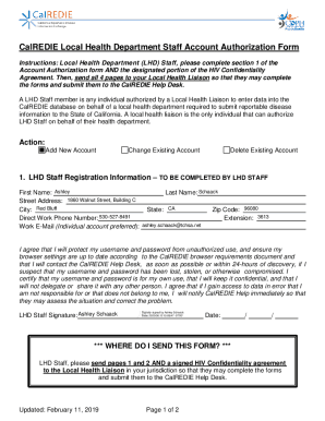 Fillable Online CalREDIE Provider Portal User Acco unt Authorization ...