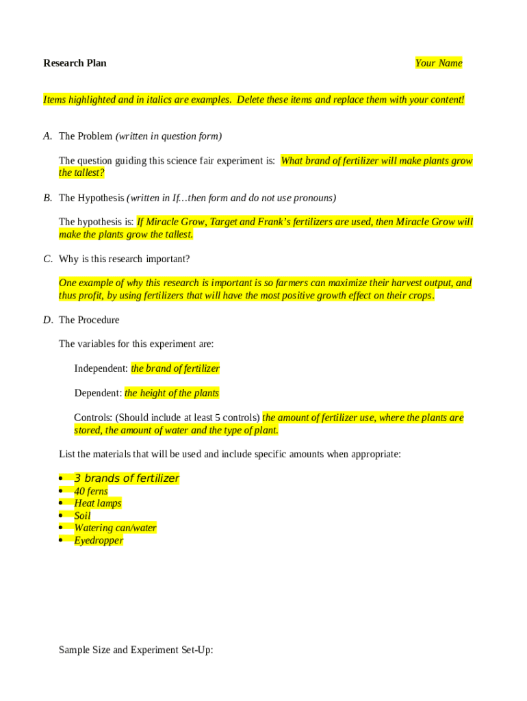 Sample Research Plan - Mr. French's World of Science - images pcmac Doc Template | pdfFiller