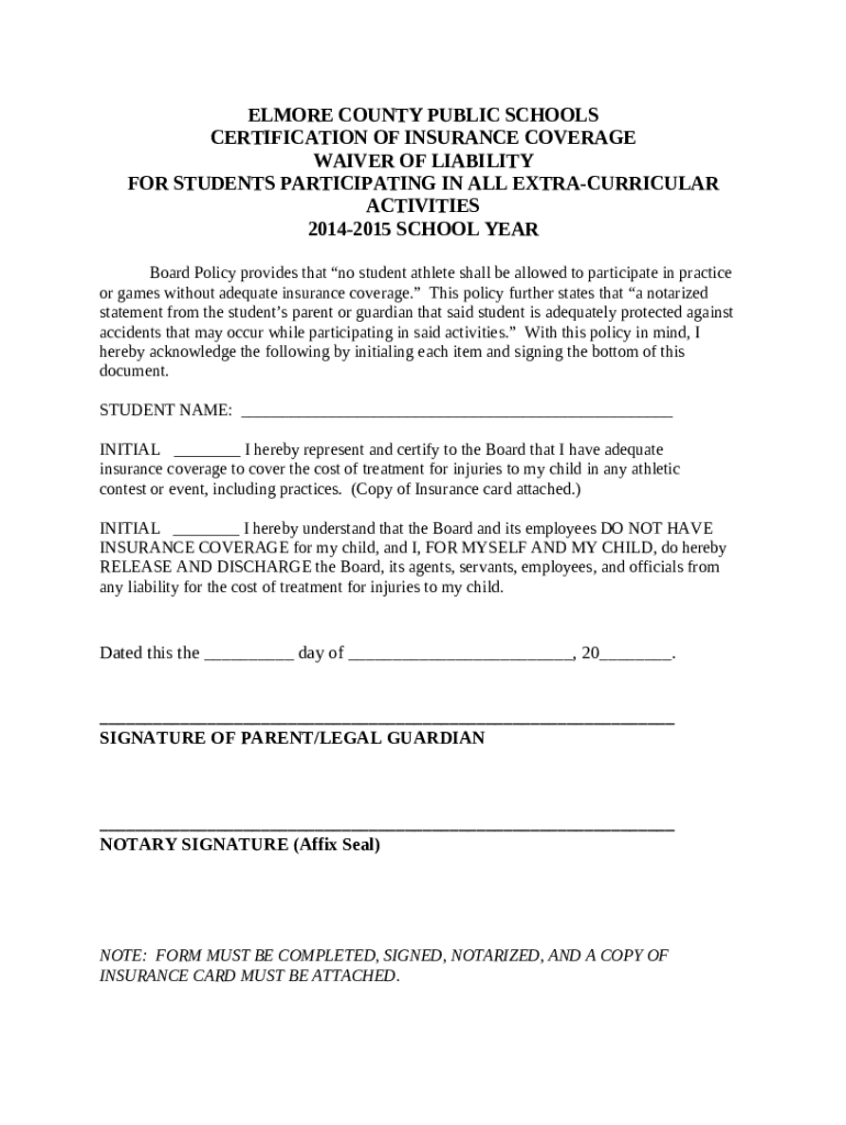 ELMORE COUNTY PUBLIC SCHOOLS CERTIFICATION OF INSURANCE ... - images pcmac Doc Template | pdfFiller