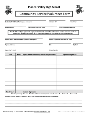 Fillable Online images pcmac Community Service/Volunteer Form Fax Email ...