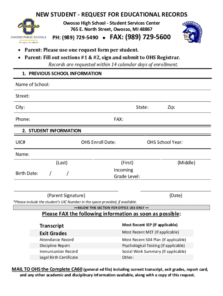 Fillable Online images pcmac Parent: Please use one request form per student. Parent: Fill ...