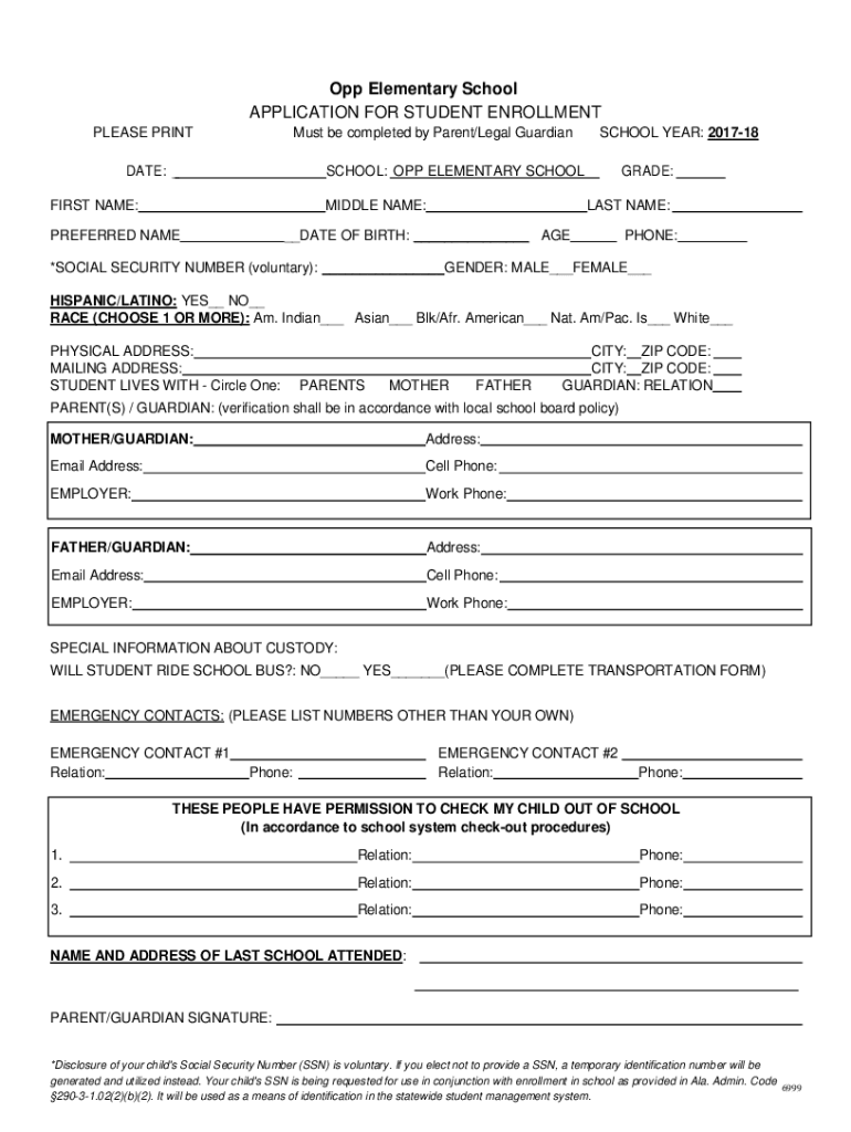 Fillable Online images pcmac Opp Elementary School APPLICATION FOR ...