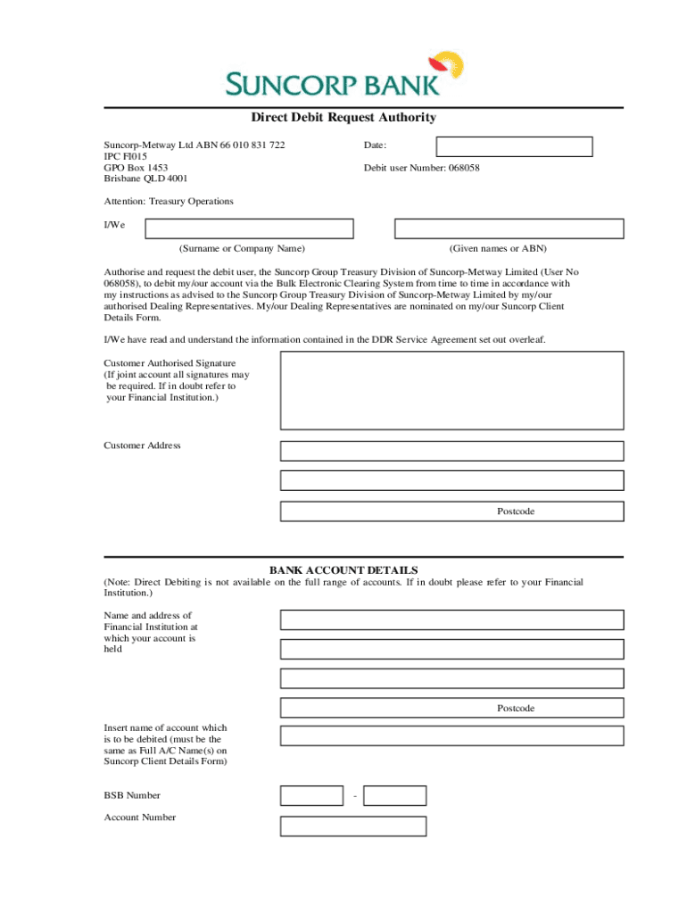 Fillable Online Direct debit request authority form Fax Email Print ...