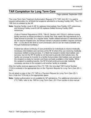 Fillable Online files medi-cal ca TAR Completion for Long Term Care ...