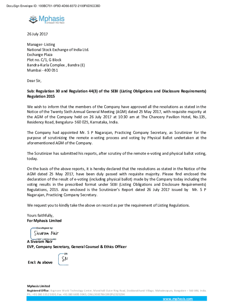 Mphasis Offer Letter - Fill Online, Printable, Fillable, Blank | pdfFiller