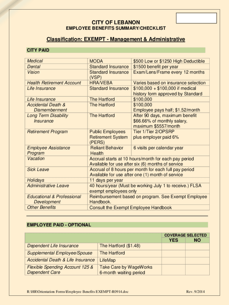 Fillable Online Classification: EXEMPT - Management & Administrative ...