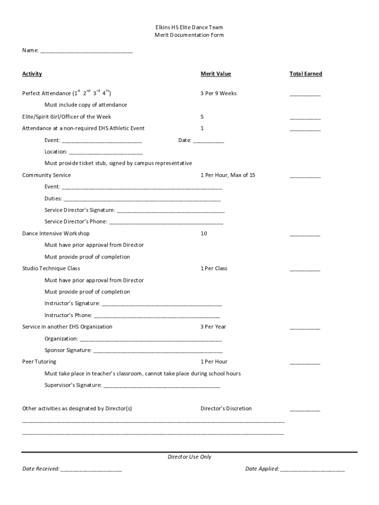 Fillable Online Activity Merit Value Total Earned - Fort Bend ISD Fax ...