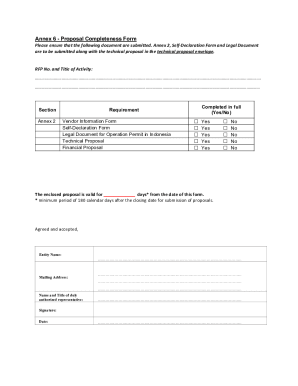Fillable Online Annex 6 Proposal Completeness Form Fax Email Print ...