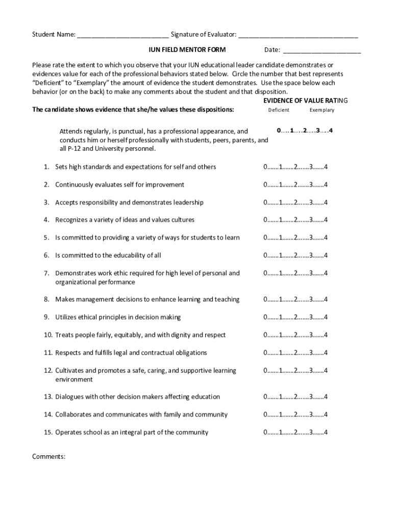 Fillable Online Student Name: Signature of Evaluator: Fax Email Print - pdfFiller