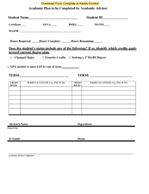 Fillable Online Academic Plan to be Completed by Academic Advisor Fax ...
