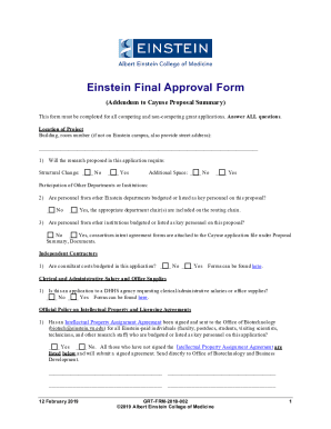 Fillable Online Einstein Final Approval Form Fax Email Print - pdfFiller