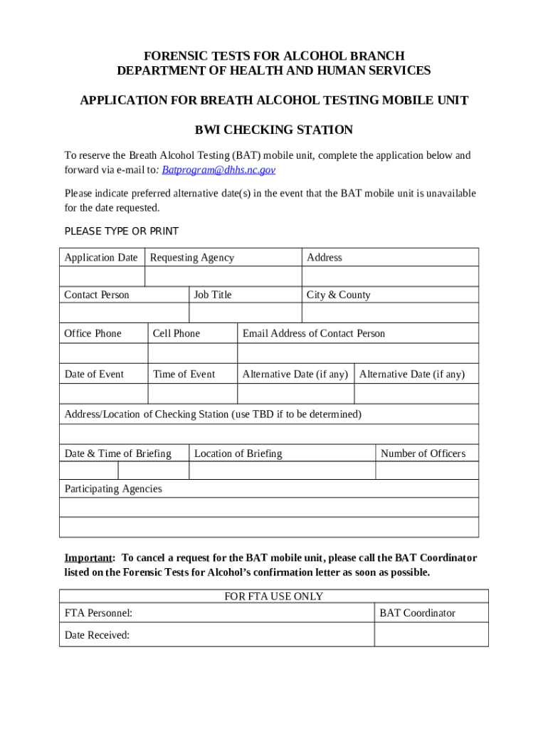 BAT Application for BWI Checking Station Doc Template | pdfFiller