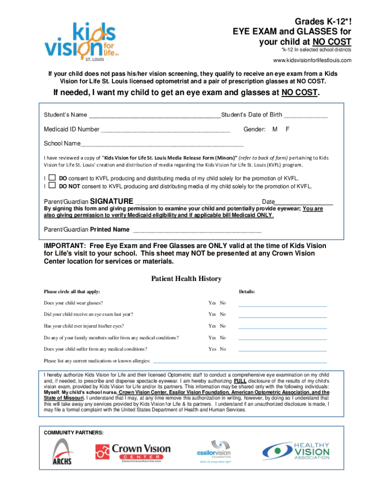Fillable Online Kid Vision For Life Consent Form Fax Email Print ...