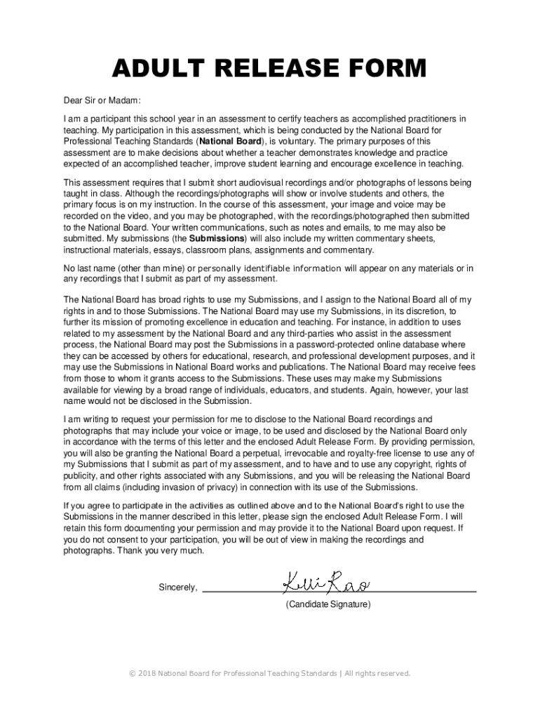 Fillable Online ADULT RELEASE FORM - slps.org Fax Email Print - pdfFiller