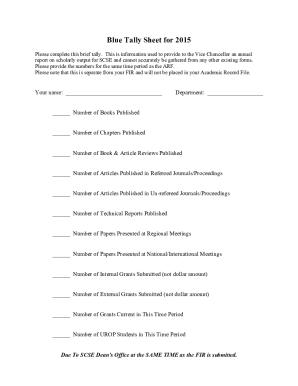Fillable Online Blue Tally Sheet for 2015 Fax Email Print - pdfFiller