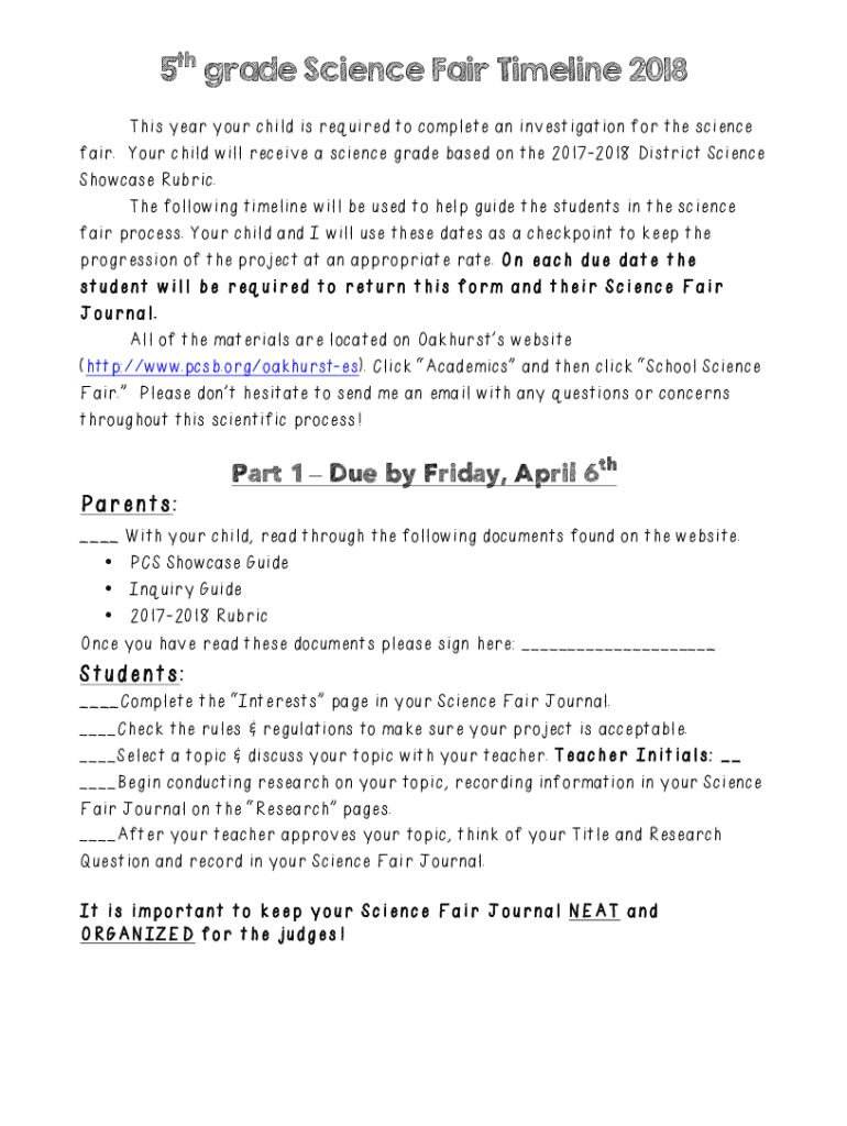 Fillable Online Its time for Science Fair Projects. This packet ...