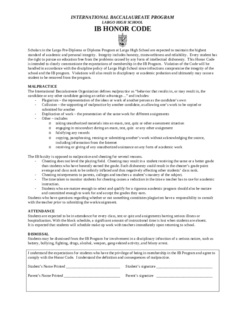 Largo High School - International Baccalaureate Doc Template | pdfFiller