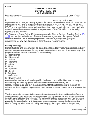 Fillable Online COMMUNITY USE OF SCHOOL FACILITIES USE AGREEMENT Fax ...
