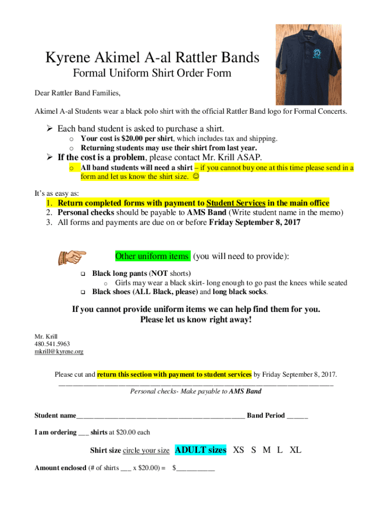 Fillable Online Fillable Online kyrene Kyrene Akimel A-al Rattler Bands ... Fax Email Print ...