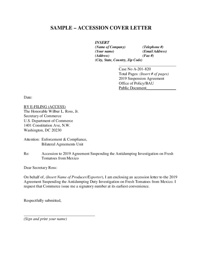 Accession Letter - Fill Online, Printable, Fillable, Blank | pdfFiller