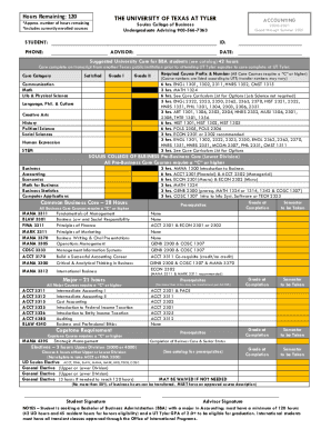 Fillable Online Accounting Degree Plans - UT Tyler Fax Email Print ...