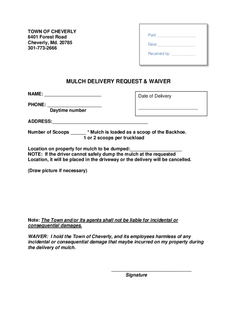 Fillable Online Fillable Online cheverly-md Mulch Delivery Form.doc ...