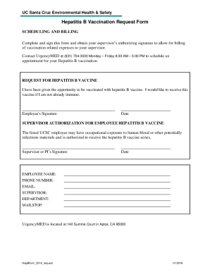 Fillable Online ehs ucsc Hepatitis B Vaccination Request Form Fax Email ...