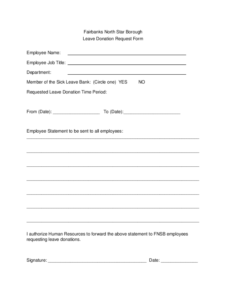 Fillable Online Fairbanks North Star Borough Leave Donation Request ...