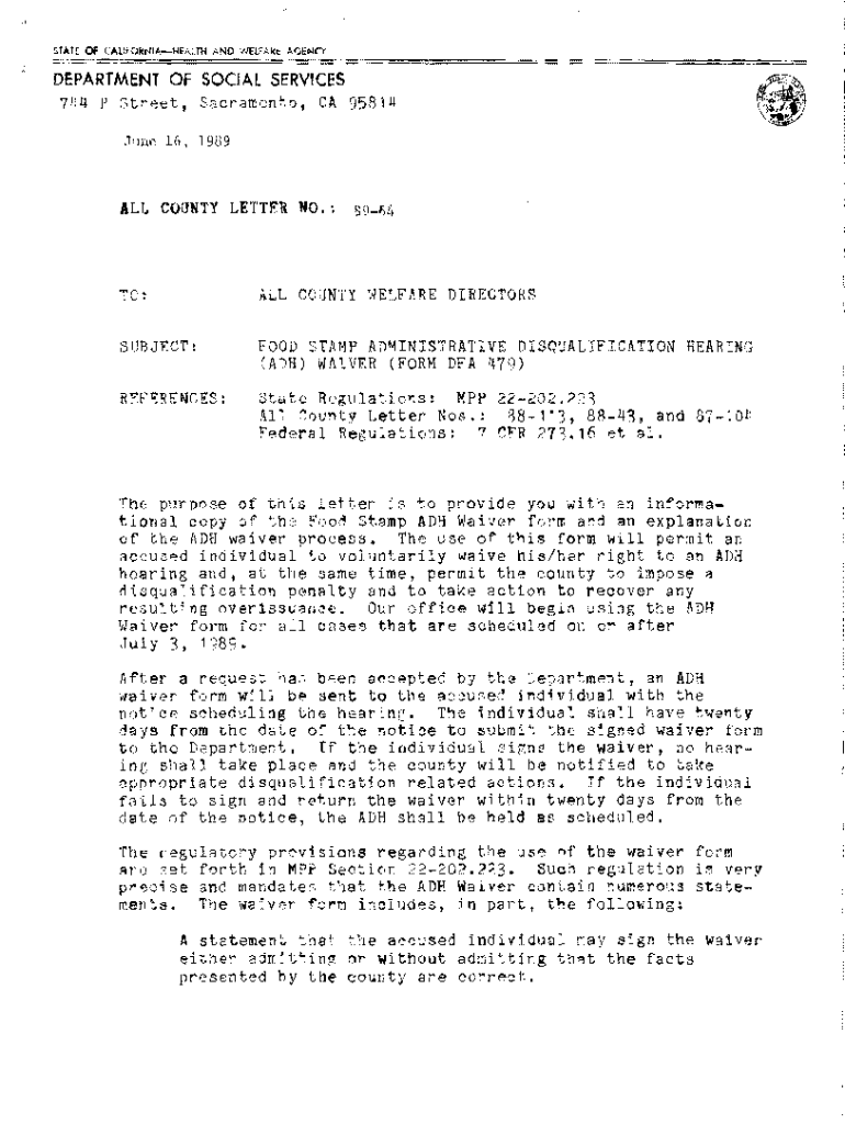 Fillable Online cdss ca All Conty Letter 89-54, FOOD STAMP ...