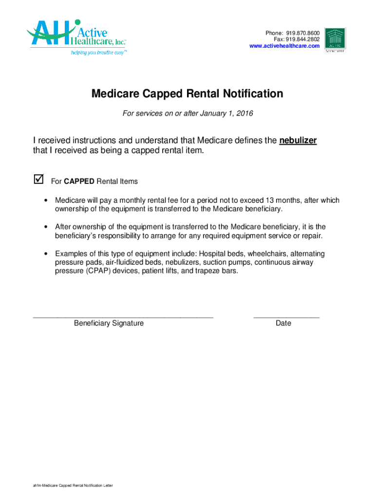 Medicare Capped Rental Form - Fill Online, Printable, Fillable, Blank ...