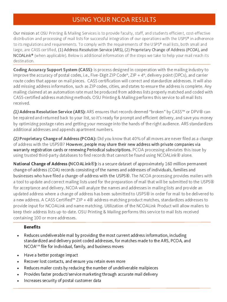 Fillable Online printmail oregonstate USING YOUR NCOA RESULTS Fax Email ...