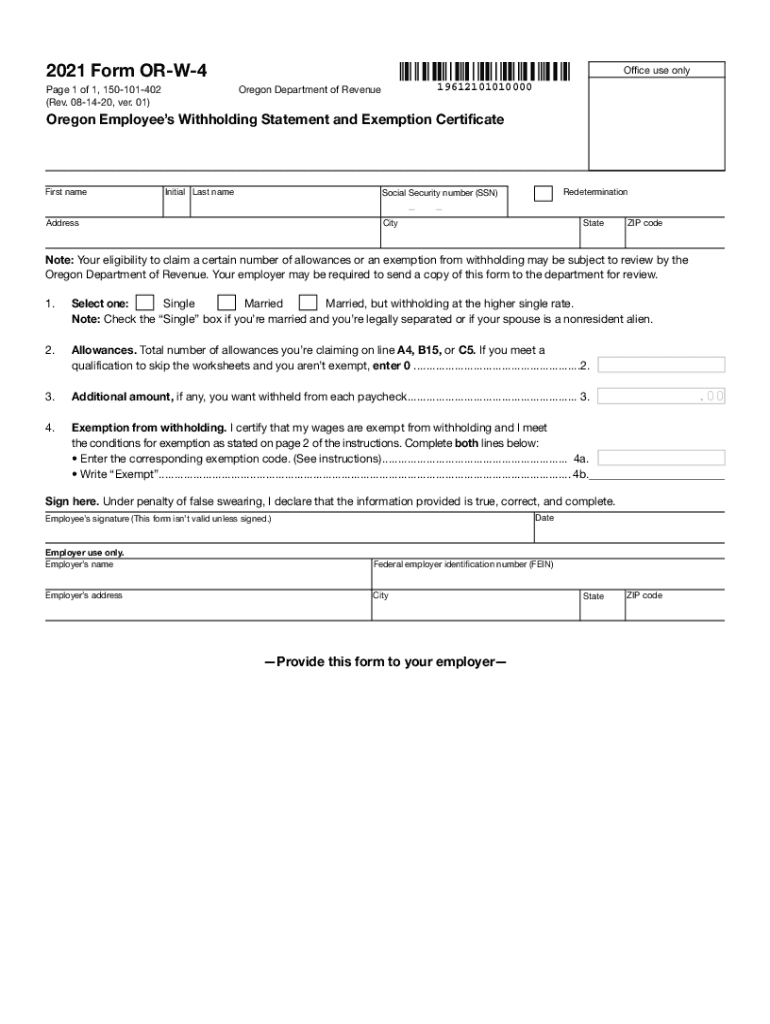 2021 Form OR DoR OR W 4 Fill Online Printable Fillable Blank PdfFiller