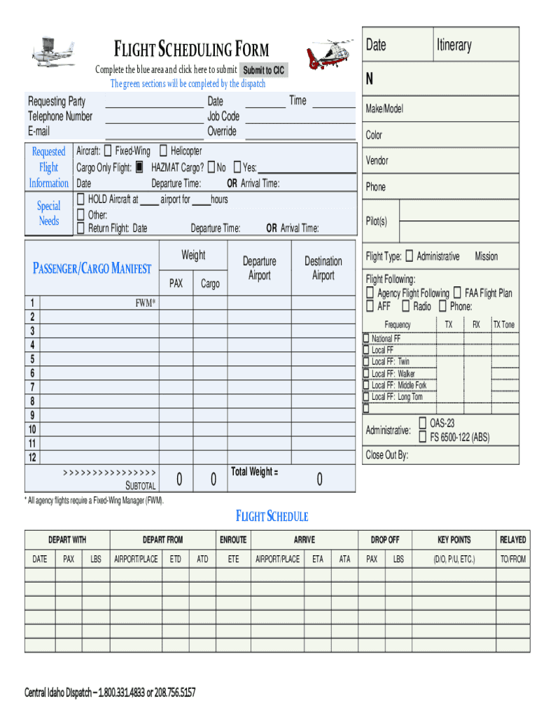 Fillable Online gacc nifc FLIGHT SCHEDULING FORM Fax Email Print ...
