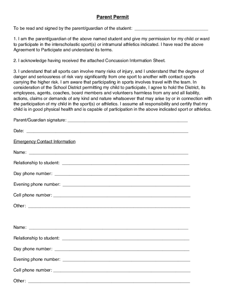 Fillable Online emergency contact/parental consent form ...