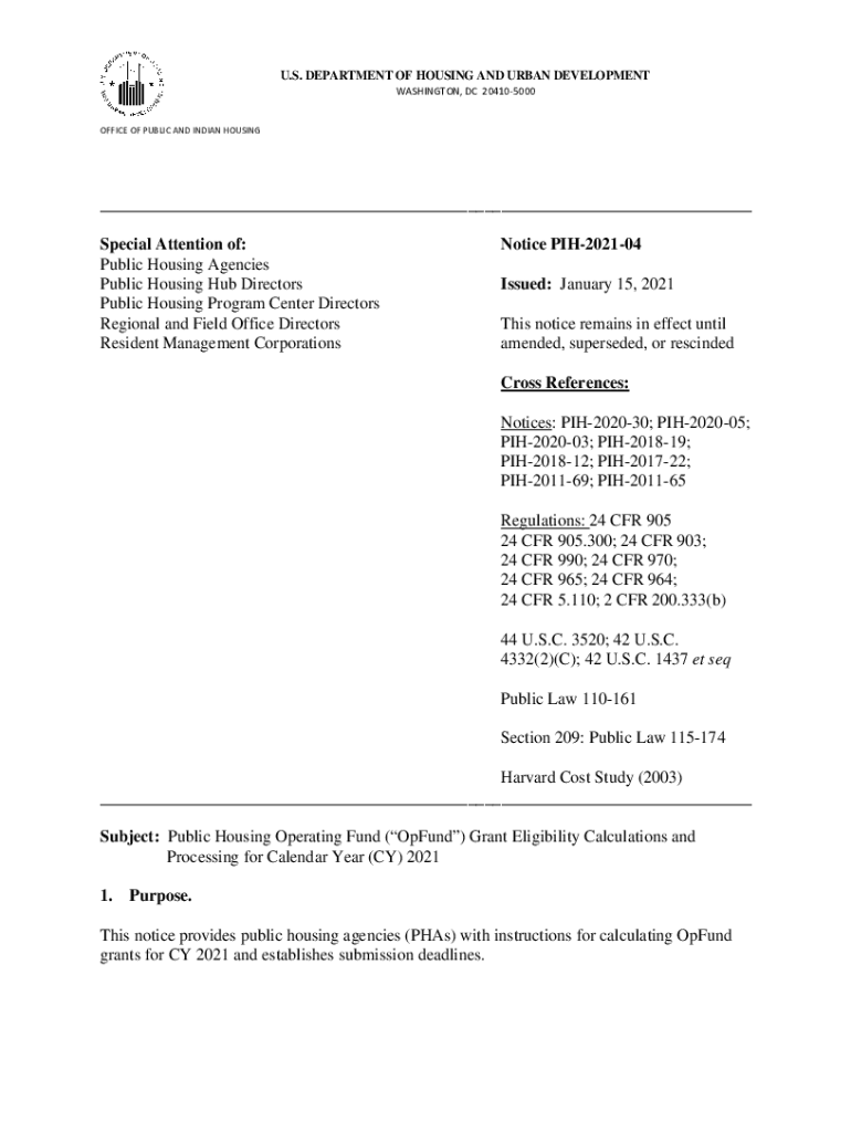 Fillable Online Notice PIH 2021-05 Office Directors of Public Housing ...