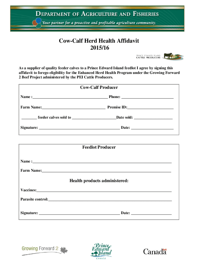 Fillable Online Livestock/Animal Ownership Affidavit (ID Sheet ...