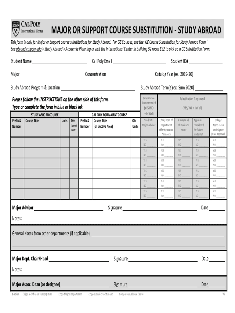 Fillable Online Substitution Form - Center for International Education ...