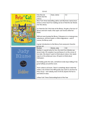 Fillable Online 3.0-4.0 Pete the Cat Checks Out the Library Dean, James ...