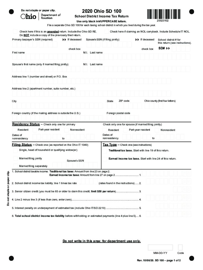 Fillable Online tax ohio 2020 Income Tax Returns and Instructions ...