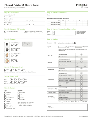 Fillable Online Phonak Virto M Order Form Fax Email Print - pdfFiller