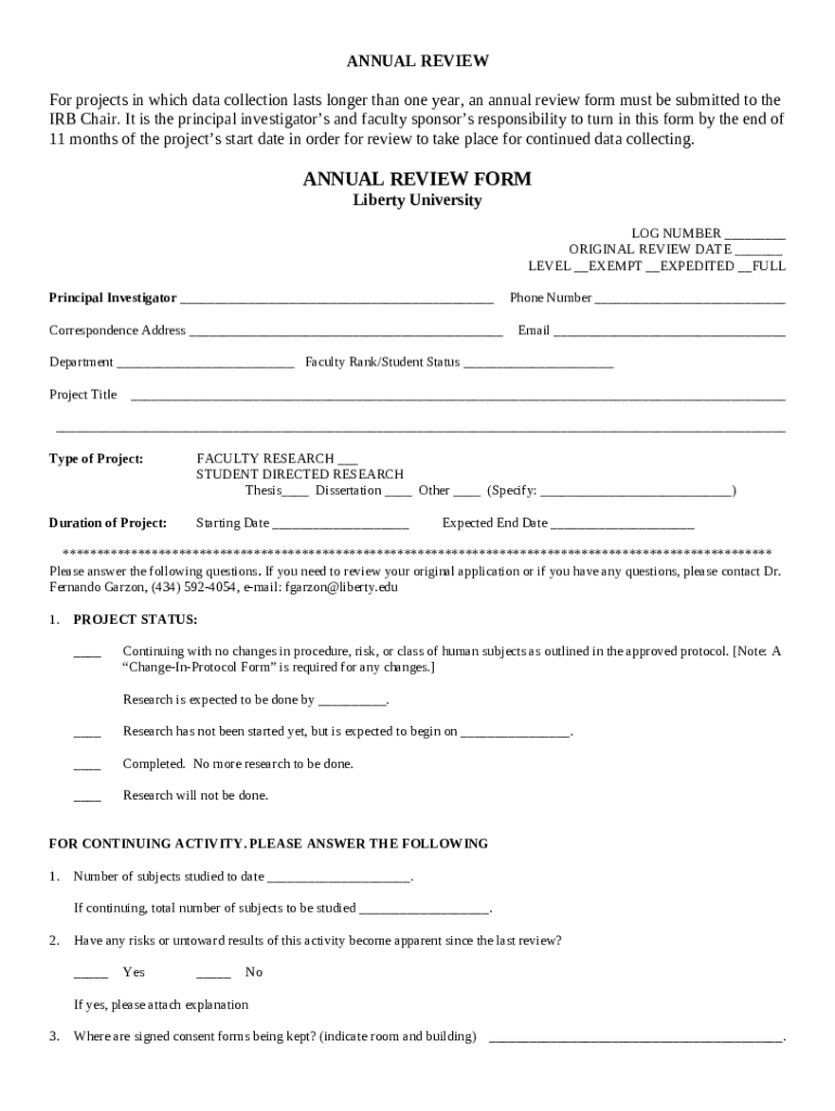 ANNUAL REVIEW AND END-OF-PROJECT Doc Template | pdfFiller