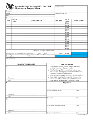 Fillable Online lccc wy Purchase Requisition. Purchase Fax Email Print - pdfFiller