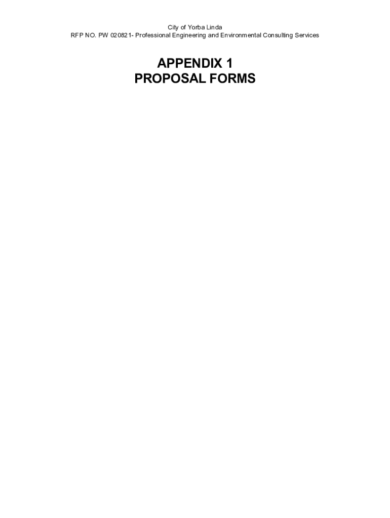 Fillable Online APPENDIX 1 PROPOSAL FORMS Fax Email Print - pdfFiller