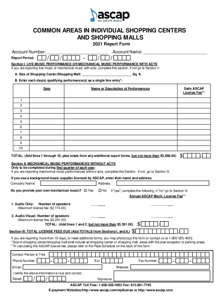 Fillable Online Shopping Centers and Shopping Malls Report Form 2021 ...