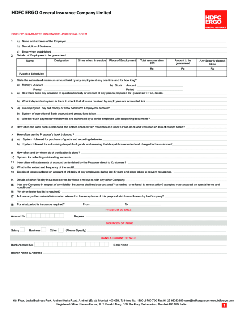 Fillable Online HDFC Ergo Insurance Claim Forms - HDFC ERGO General ...