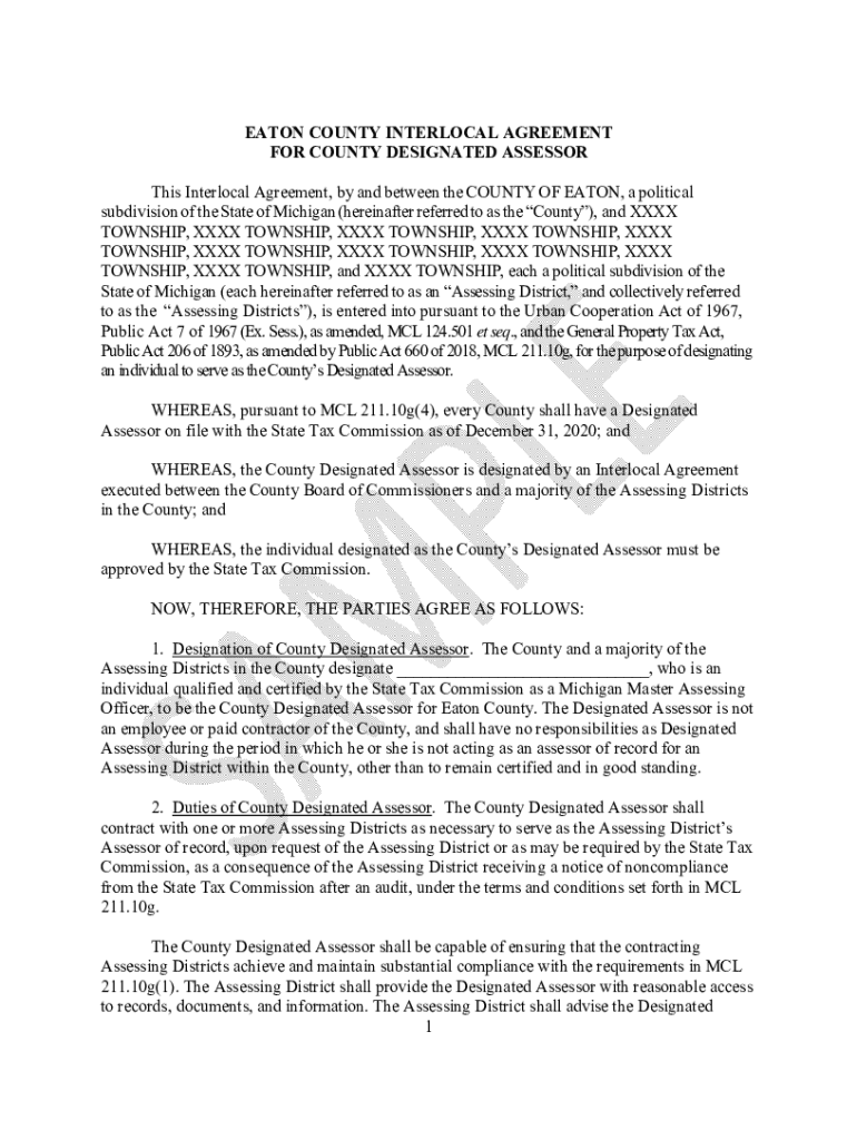 Fillable Online Sample - Interlocal Agreement 2020 - rev 6.15.2020 Leelanau County Fax Email ...