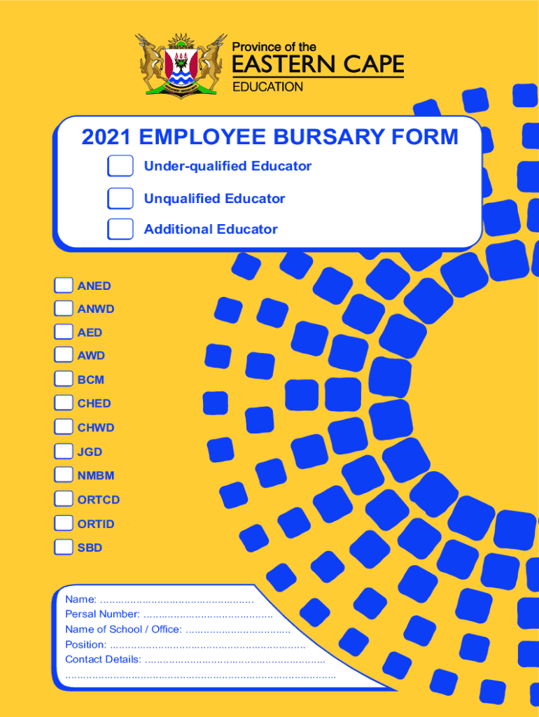 Fillable Online ecdoe co Bursary Form 2021.cdr Fax Email Print - pdfFiller