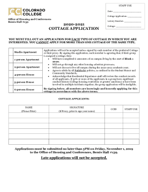 Fillable Online Cottage Application: Fax Email Print - pdfFiller